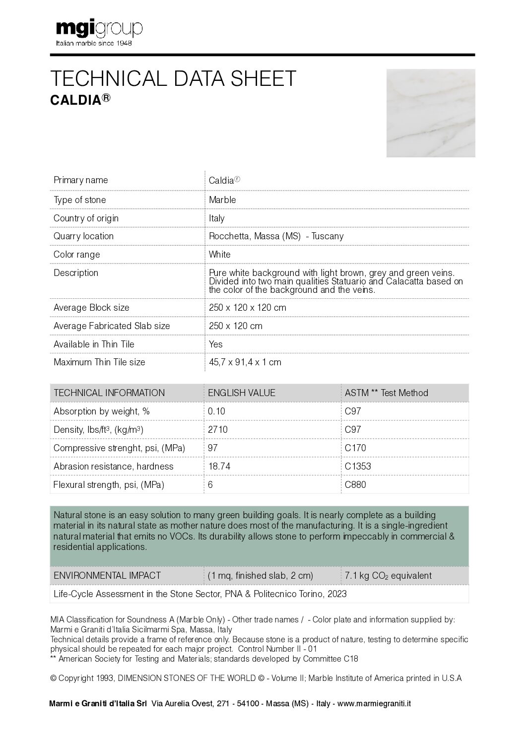 MGI23SB_Caldia-Technical-Data-Sheet | Mgi Group